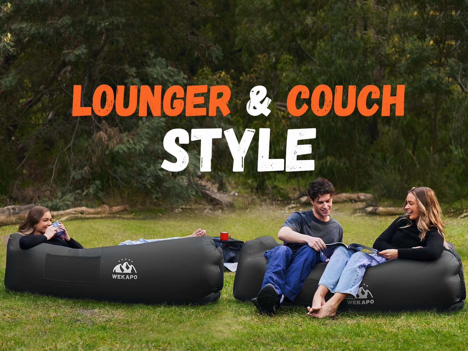 WEKAPO Inflatable Lounger Air Sofa Hammock-Portable,Water Proof& Anti-Air Leaking Design-Ideal Couch for Backyard Lakeside Beach Traveling Camping Picnics & Music Festivals (Black)