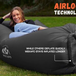 WEKAPO Inflatable Lounger Air Sofa Hammock-Portable,Water Proof& Anti-Air Leaking Design-Ideal Couch for Backyard Lakeside Beach Traveling Camping Picnics & Music Festivals (Black)