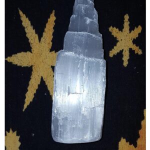 JIC Gem Clearance Natural Selenite Lamp Mini White Gemstone Crystal Lamp 4 inches Color Changing Light + Use Batteries