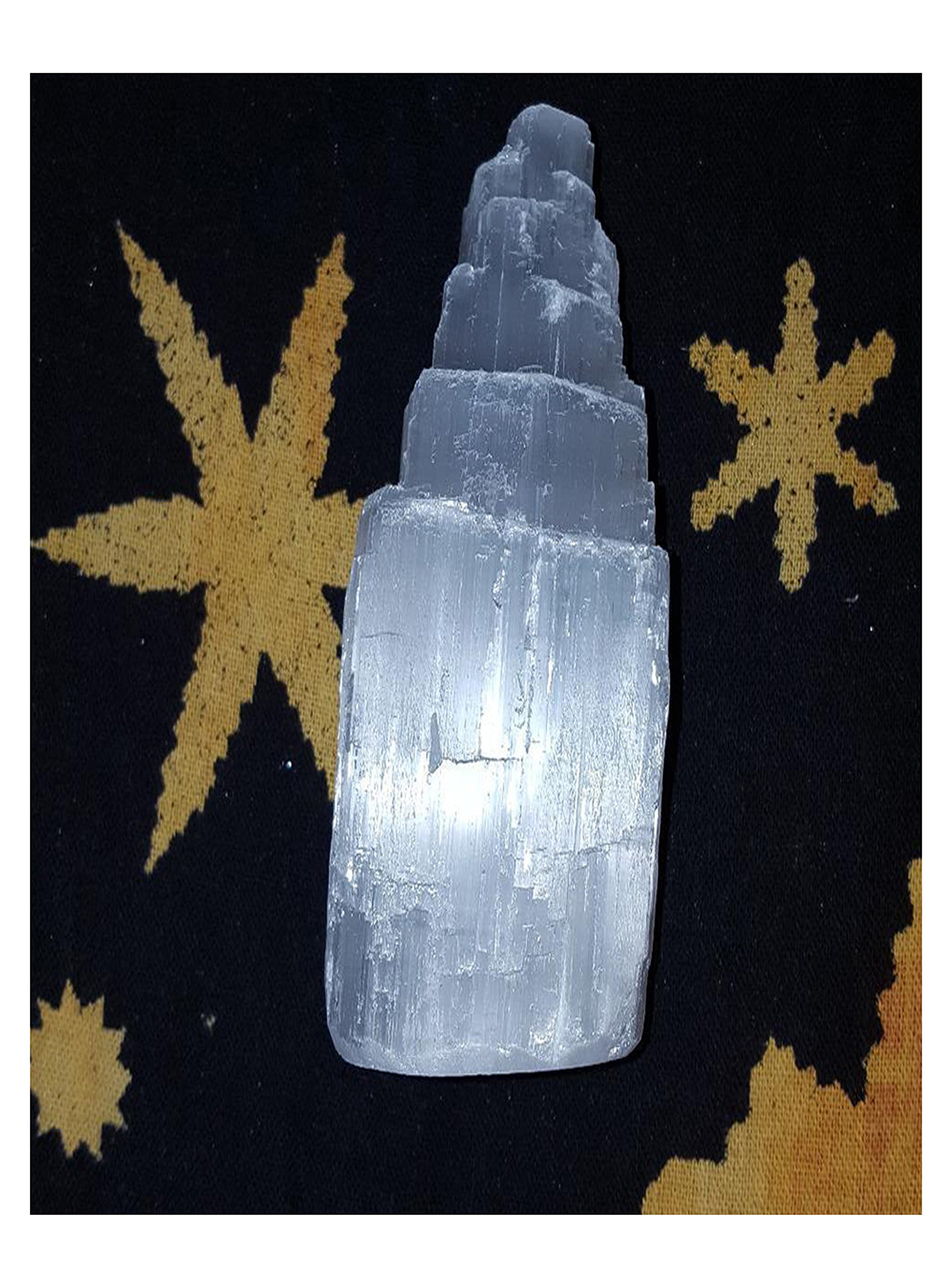 JIC Gem Clearance Natural Selenite Lamp Mini White Gemstone Crystal Lamp 4 inches Color Changing Light + Use Batteries