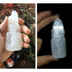 JIC Gem Clearance Natural Selenite Lamp Mini White Gemstone Crystal Lamp 4 inches Color Changing Light + Use Batteries