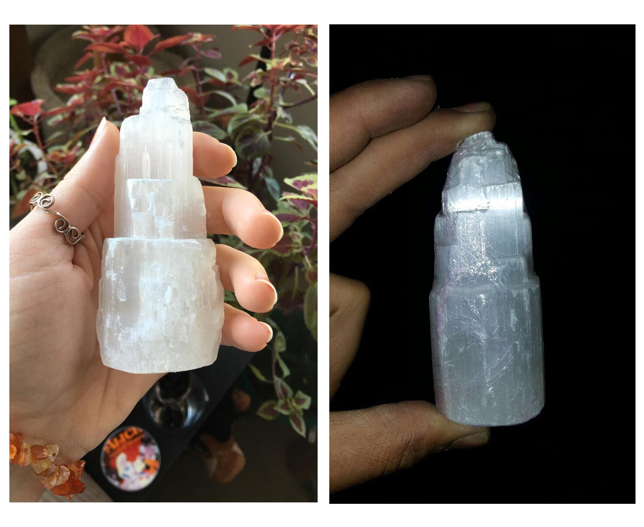 JIC Gem Clearance Natural Selenite Lamp Mini White Gemstone Crystal Lamp 4 inches Color Changing Light + Use Batteries