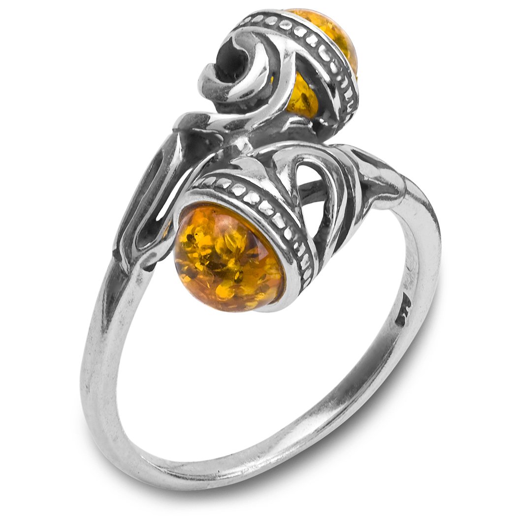 Ian and Valeri Co. Amber Ring Adjustable Sterling Silver