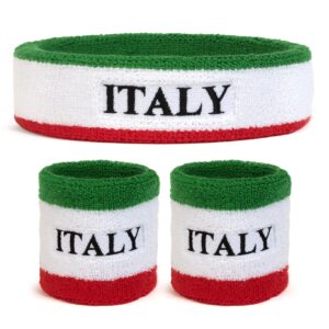 suddora italy headband & wristbands set (includes 2 wrist & 1 head sweatband)