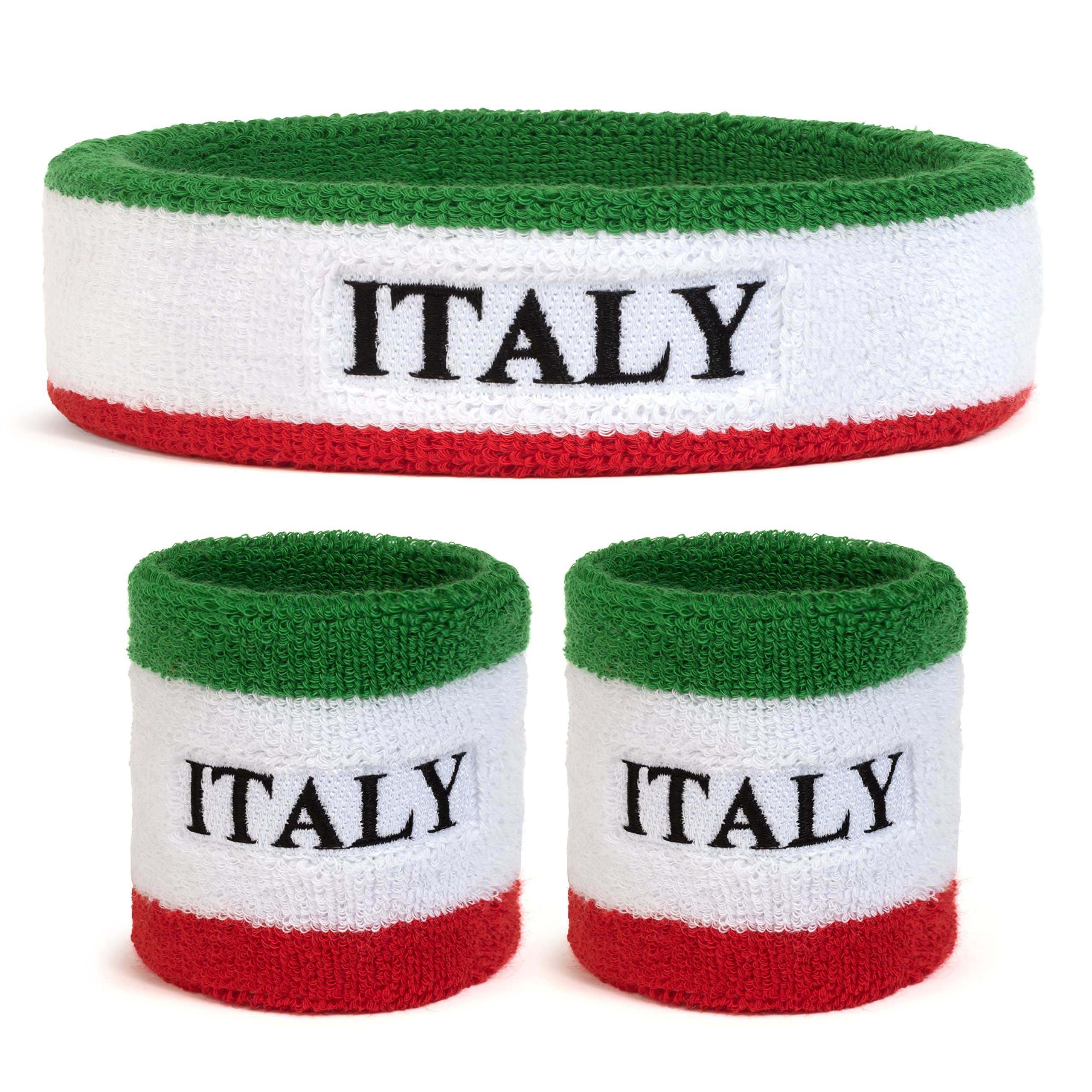 Suddora Italy Headband & Wristbands Set (includes 2 Wrist & 1 Head Sweatband)