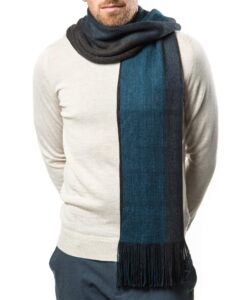 marino avenue mens scarf, knit striped scarf, long winter mens scarves in an elegant gift box - azure ash - one size