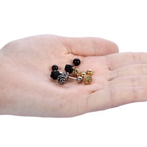 Cottvott Flowers Surgical Steel Earrings Studs for Womens Gold Black (18G(1mm) post,Mix Color)