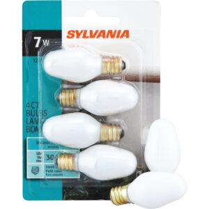 sylvania incandescent 7w c7 nightlight bulb, dimmable, candelabra base, frosted finish, 2850k, warm white - 4 pack (13544)