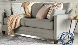 serta carmina 75 contemporary upholstered living room sofa, modern couch for two or three, high plush seat cushions and back pillows, easy assembly, rhine gray