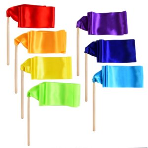 bbto 7 pcs dance ribbon stick 39.37 inch rainbow dancing ribbon kids dancer wands rhythmic gymnastics ribbon dancing streamers baton twirling ribbons