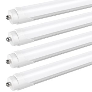 jesled t8 t10 t12 8ft led light bulbs, 50w 6000lm, 5000k daylight white, single pin fa8 led tube replacement for fluorescent fixtures, frosted, ballast bypass, warehouse workshop garage lights 4-pack