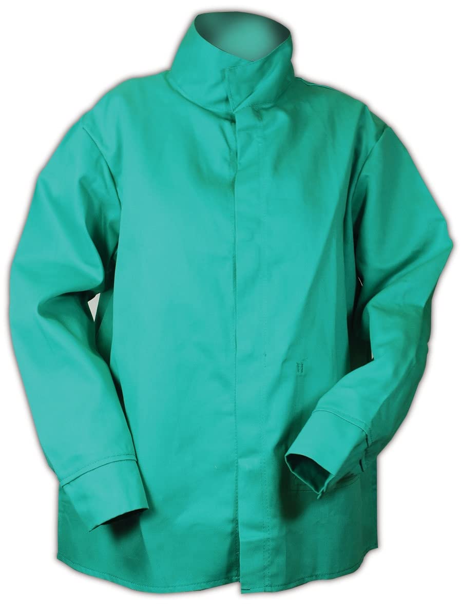 MAGID Arc-Rated 9.0 oz. FR Cotton Relaxed Fit Welding Jacket, 1 Jacket, Size Small, Green, 1530RF