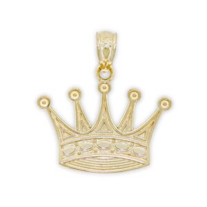 charm america - gold crown charm - 10 karat solid yellow gold (large)