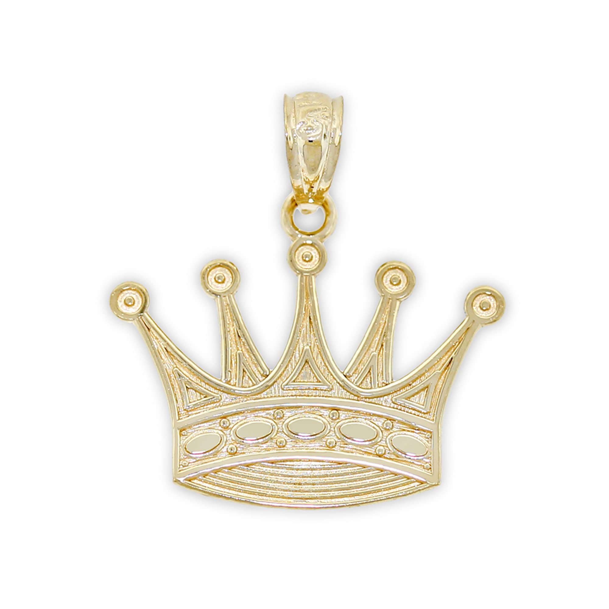 Charm America - Gold Crown Charm - 10 Karat Solid Yellow Gold (Large)