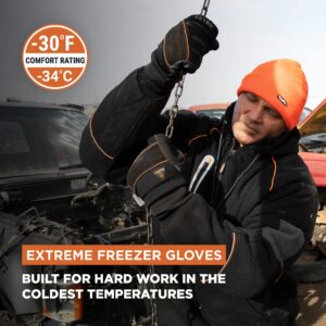 RefrigiWear Thinsulate Insulated PolarForce Gloves with Grip Assist and Performance Flex (Black, Large)