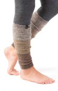 marino long leg warmers for women - winter knee high knit leg warmer socks, enclosed in an elegant gift box - multi brown - one size