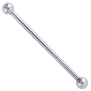 freshtrends 14 gauge 1 1/4" - solid 14kt white gold industrial barbell - 4mm balls