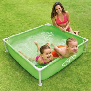 Intex 57172EP 4 Feet x 4 Feet x 12 Inch Mini Frame Above Ground Outdoor Backyard Swimming Pool with Drain Plug and Repair Patch - Colors May Vary