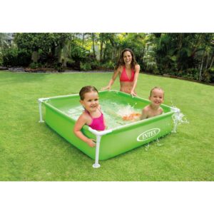 Intex 57172EP 4 Feet x 4 Feet x 12 Inch Mini Frame Above Ground Outdoor Backyard Swimming Pool with Drain Plug and Repair Patch - Colors May Vary