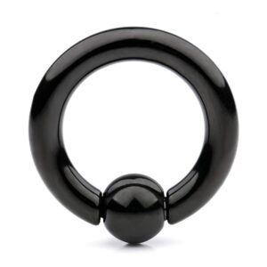 ruifan black plated 316l surgical steel spring action captive bead ring cbr 6g 5/8 inch