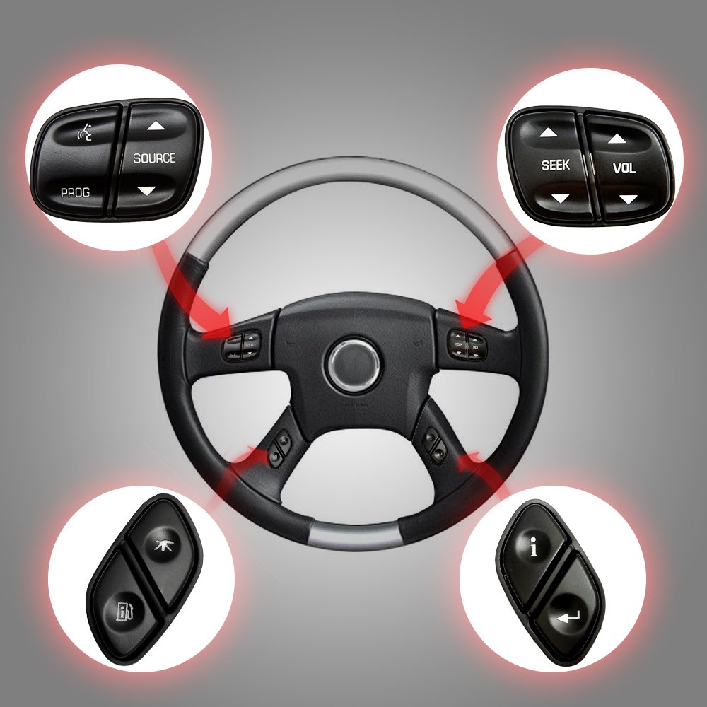 JOYTUTUS Steering Wheel Radio Control Switch Buttons fits Silverado Sierra 2003-2007, Trailblazer & Envoy 2004-2009, Tahoe & Yukon 2003-2006, Replaces OE# 21997738, 21997739, 1999442, 1999443