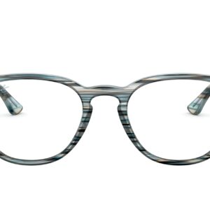 Ray-Ban RX7159 Round Prescription Eyeglass Frames, Blue Grey Striped/Demo Lens, 52 mm