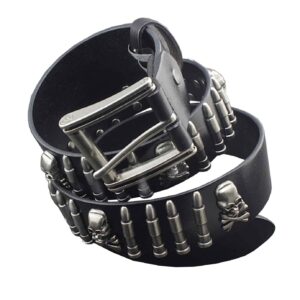 Cool Mens Bullet Skull Stud Punk Rock Biker Real Leather Belt Waistband726146236614