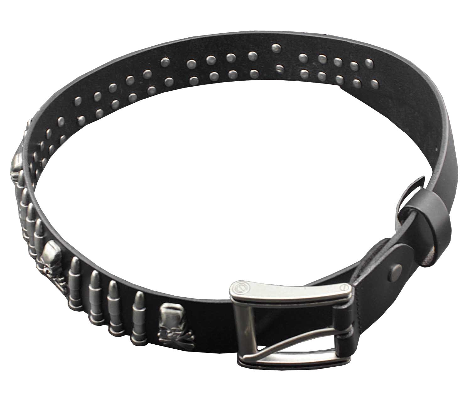 Cool Mens Bullet Skull Stud Punk Rock Biker Real Leather Belt Waistband726146236614