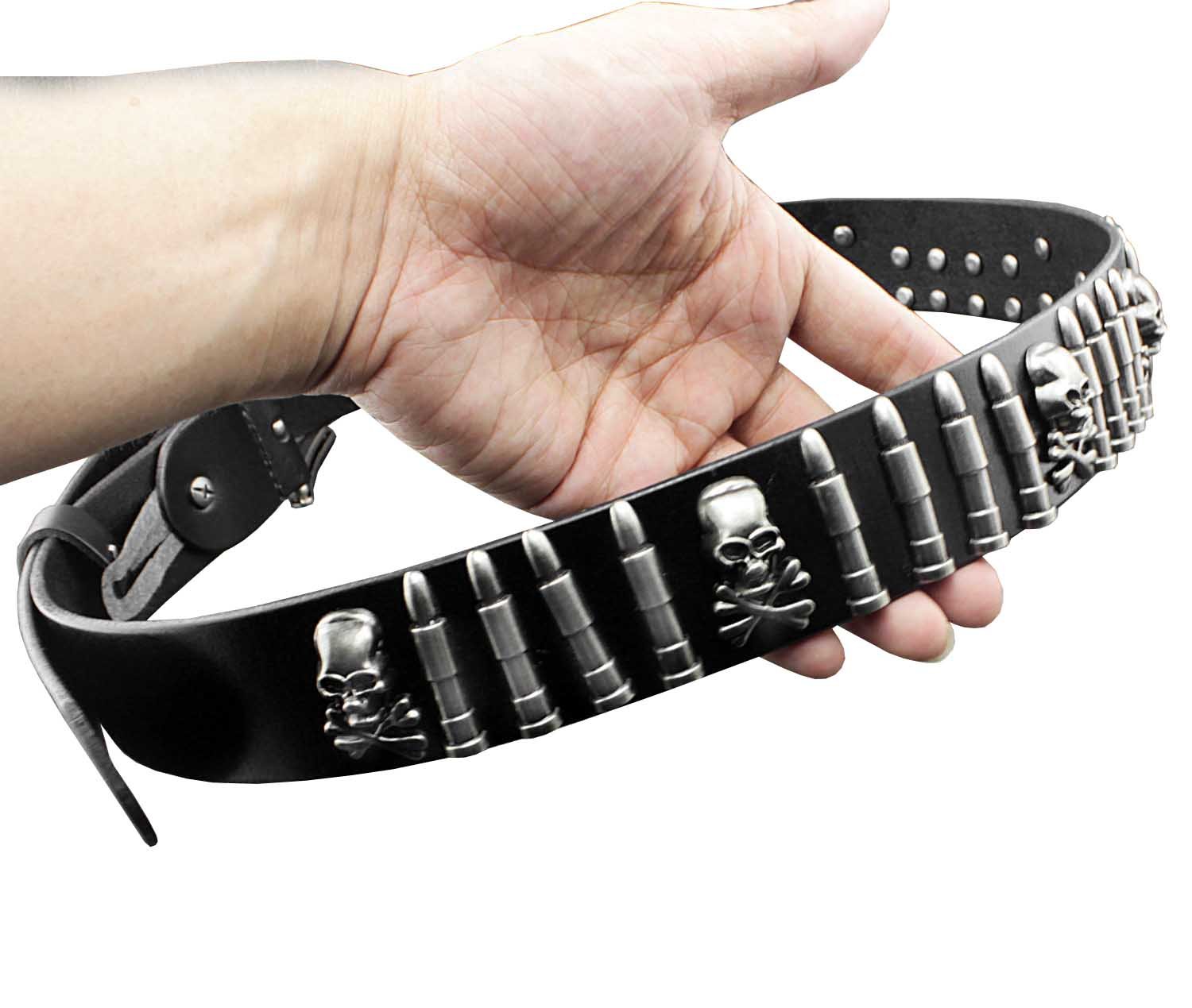 Cool Mens Bullet Skull Stud Punk Rock Biker Real Leather Belt Waistband726146236614