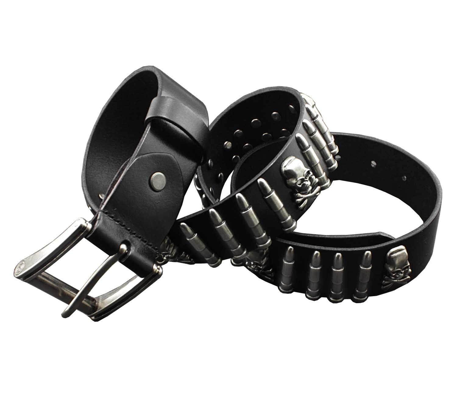 Cool Mens Bullet Skull Stud Punk Rock Biker Real Leather Belt Waistband726146236614