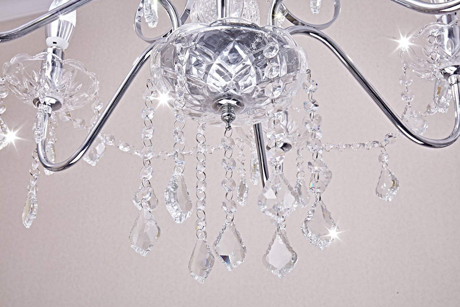 Saint Mossi 6 Light Crystal Chandelier Light Fixture Modern Chandelier Crystal Lighting, Crystal Pendant Raindrop Chandelier for Dining Room,Bedroom,Living Room,H23 x D24