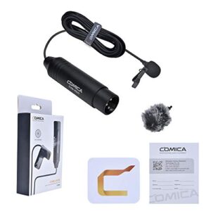 comica CVM-V02O Phantom Power Omnidirectional XLR Lavalier Lapel Microphone for Canon Sony Panasonic Camcorders Zoom H4n H5 H6 Tascam DR-40 DR-60D DR-70D DR-100 Recorders(14.76 fts)(1 Pack)