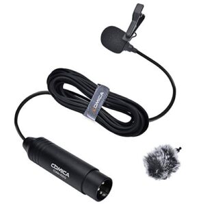 comica cvm-v02o phantom power omnidirectional xlr lavalier lapel microphone for canon sony panasonic camcorders zoom h4n h5 h6 tascam dr-40 dr-60d dr-70d dr-100 recorders(14.76 fts)(1 pack)