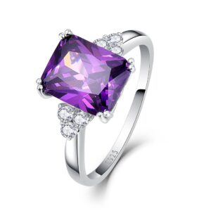 merthus 8x10mm radiant cut simulated amethyst simple 925 sterling silver engagement ring for women size 6