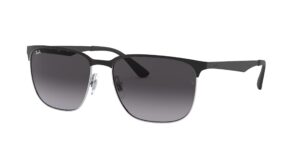 ray-ban rb3569 square sunglasses, black on silver/light grey gradient dark grey, 59 mm