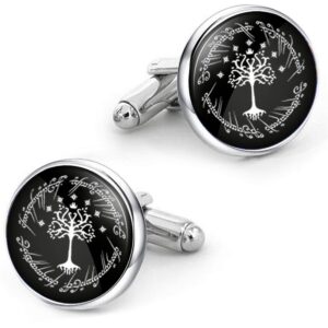 kooer white tree cufflinks personalized tree of life christmas wedding cuff links gifts for men father dad husband groom (silver cuff links)