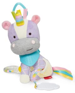 skip hop bandana buddies baby activity and teething toy with multi-sensory rattle and textures, unicorn