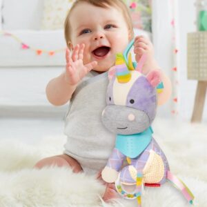 Skip Hop Bandana Buddies Baby Activity and Teething Toy with Multi-Sensory Rattle and Textures, Unicorn