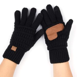 c.c hatsandscarf cc exclusives women solid ribbed glove with smart tips (g-20) (black_prime)