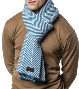 gallery seven winter scarf for men, soft knit scarves, in an elegant gift box - lightt blue/white - one size