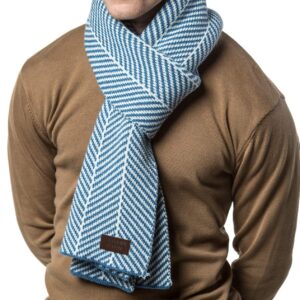 GALLERY SEVEN Winter Scarf for Men, Soft Knit Scarves, in an Elegant Gift Box - Lightt Blue/White - One Size