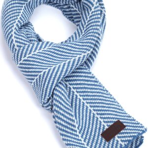 GALLERY SEVEN Winter Scarf for Men, Soft Knit Scarves, in an Elegant Gift Box - Lightt Blue/White - One Size