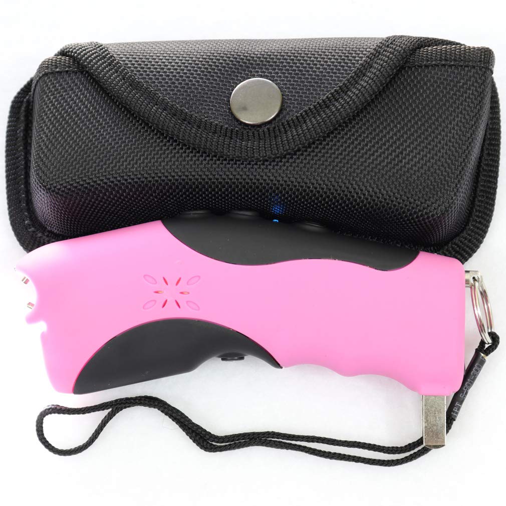 Stun Gun w/Flashlight, Panic Alarm, Rechargeable Internal Battery with LED Power Indicator, Safety Pin, Wrist Strap, Sturdy Carry Case. Includes Quick Set-up and How to Guides. (Shocking Pink)