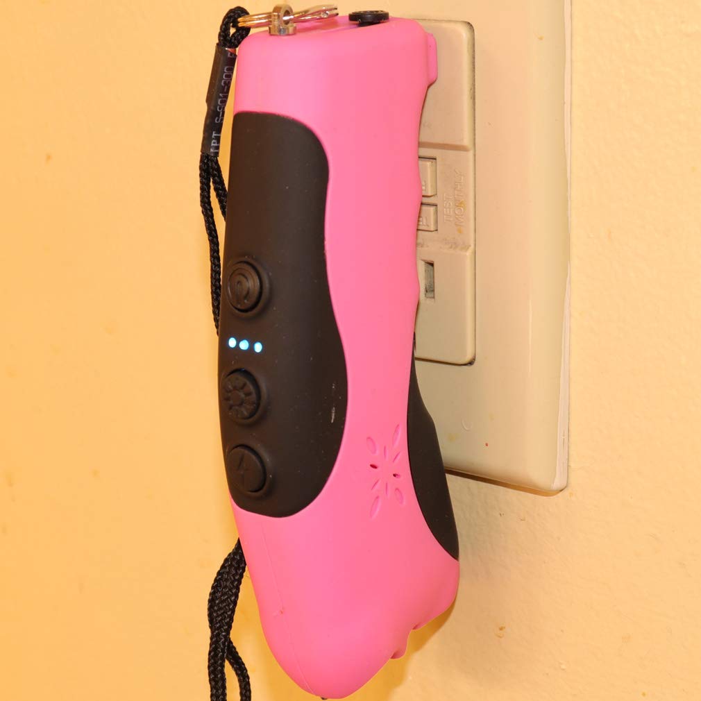 Stun Gun w/Flashlight, Panic Alarm, Rechargeable Internal Battery with LED Power Indicator, Safety Pin, Wrist Strap, Sturdy Carry Case. Includes Quick Set-up and How to Guides. (Shocking Pink)