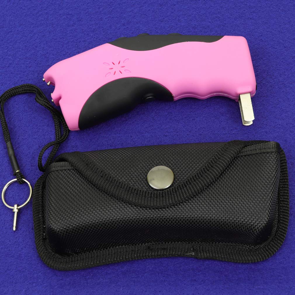 Stun Gun w/Flashlight, Panic Alarm, Rechargeable Internal Battery with LED Power Indicator, Safety Pin, Wrist Strap, Sturdy Carry Case. Includes Quick Set-up and How to Guides. (Shocking Pink)