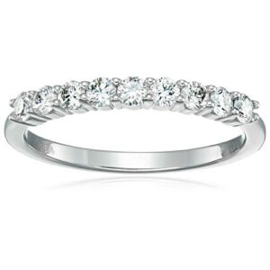 vir jewels 1/2 carat (ctw) diamond wedding anniversary band for women, round diamond engagement ring 14k white gold 9 stones prong set 0.50 cttw, size 9