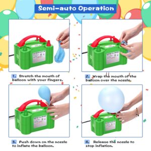 NuLink Electric Portable Dual Nozzle Balloon Blower Pump Inflation for Decoration, Party [110V~120V, 600W, Green]