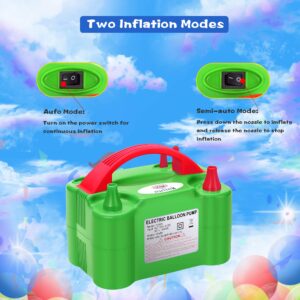 NuLink Electric Portable Dual Nozzle Balloon Blower Pump Inflation for Decoration, Party [110V~120V, 600W, Green]