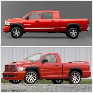 DNA Motoring WF-DRAM02-MBK 4Pcs/Set Pocket-Riveted Style Side Fender Wheel Flares Compatible with 02-09 Dodge Ram 1500 2500 3500