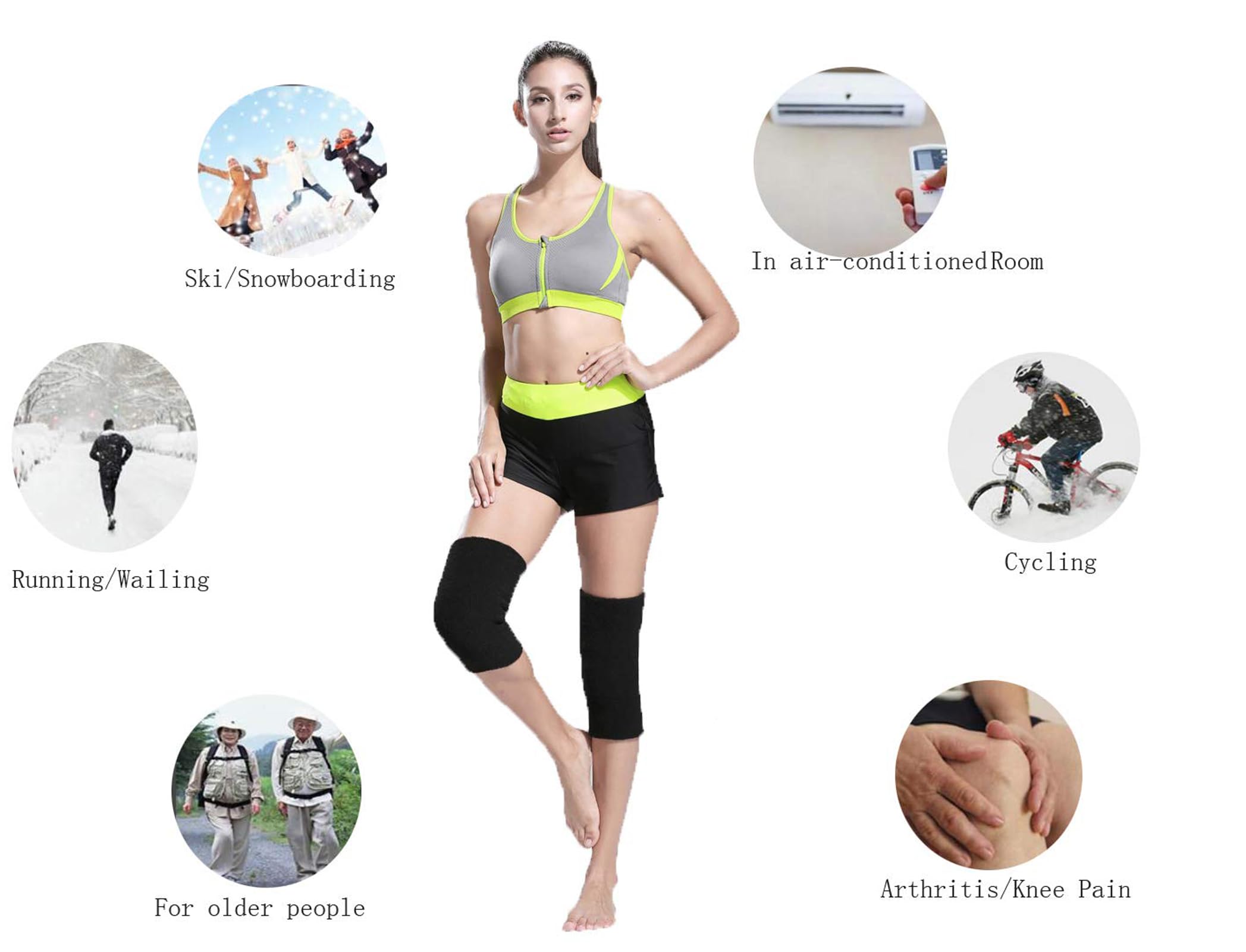 FakeFace Elder Women Thermal Knee Braces Leg Warmers Winter Warm Rheumatic Arthritis Knee Sleeves Protector Wraps Pads for Outdoor Sports Motorcycle Ski Cycling